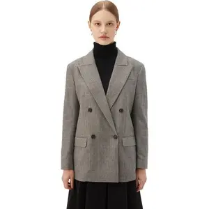 Gobi Cashmere Double-breasted Cashmere Blazer - Warm Grey