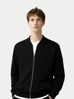 Gobi Cashmere Zip-up Bomber Jacket - Black