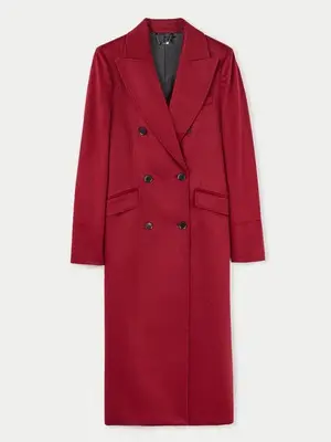 Gobi Cashmere Cashmere Peak Lapel Long Coat - Bordeaux