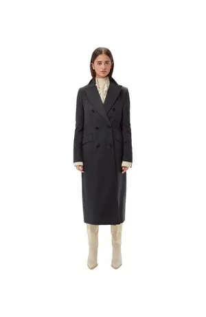 GOBI MONGOLIAN CASHMERE Cashmere Peak Lapel Long Coat - Charcoal