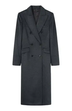 GOBI MONGOLIAN CASHMERE Cashmere Peak Lapel Long Coat - Charcoal