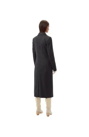 GOBI MONGOLIAN CASHMERE Cashmere Peak Lapel Long Coat - Charcoal