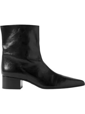 Khaite Andee Crinkled-leather Ankle Boots - Black