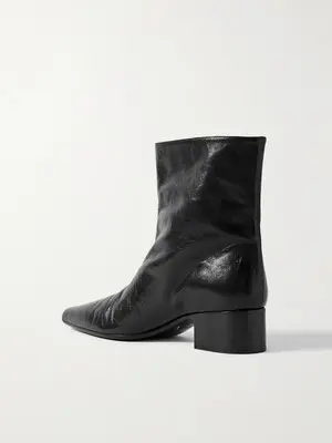 Khaite Andee Crinkled-leather Ankle Boots - Black