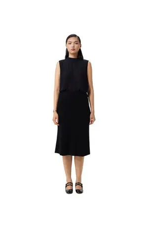 Gobi Cashmere Cashmere Midi Flared Skirt - Black