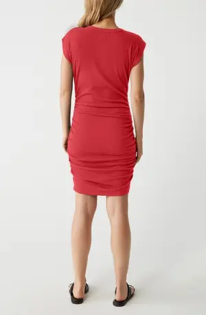 Michael Stars Ricci Power Shoulder Ribbed Dress
