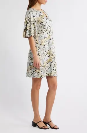 Tommy Bahama Darcy Floral Print Flutter Sleeve Dress
