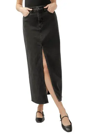 SILVER JEANS CO. Denim Maxi Skirt - Black