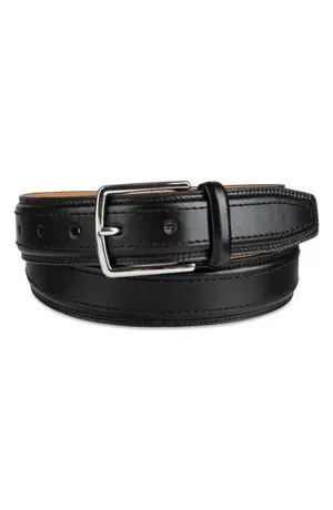 Cole Haan Stitched Leather Belt - Black