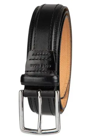 Cole Haan Stitched Leather Belt - Black