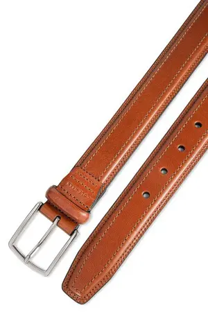 Cole Haan Stitched Leather Belt - Tan