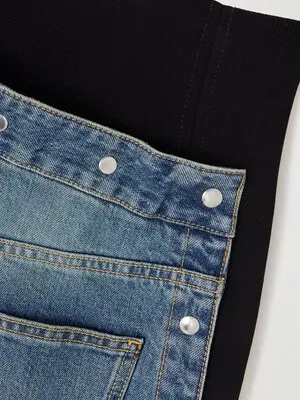 Alaïa Studded Jersey-trimmed High-rise Wide-leg Jeans