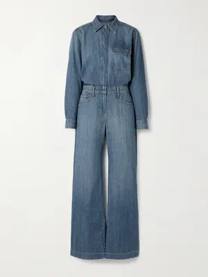 RIVET UTILITY Boyfriend Denim Jumpsuit - Blue