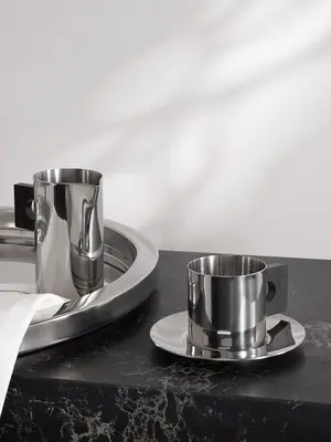 LOUISE ROE Sophia Roe S. R. Collection Stainless Steel Cup And Saucer Set
