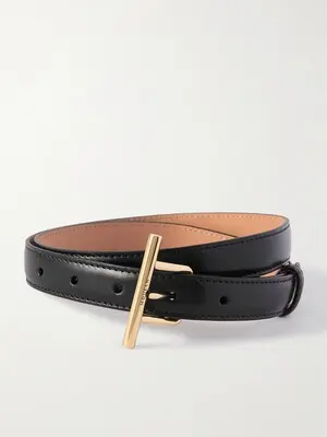 Alexander McQueen T-bar Leather Skinny Belt - Black