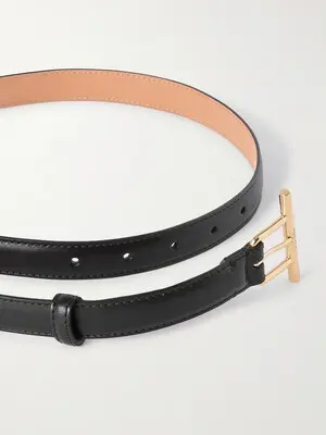 Alexander McQueen T-bar Leather Skinny Belt - Black