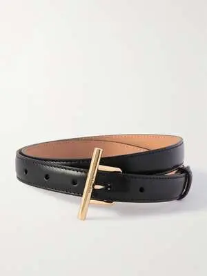 Alexander McQueen T-bar Leather Skinny Belt - Black