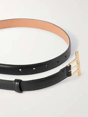 Alexander McQueen T-bar Leather Skinny Belt - Black