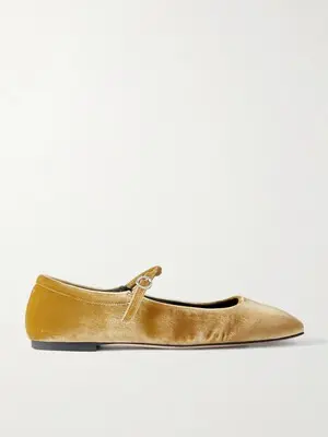 AeydĒ Uma Velvet Mary Jane Ballet Flats - Yellow