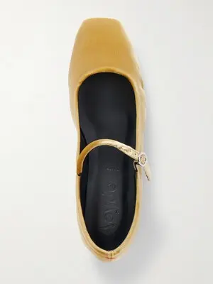 AeydĒ Uma Velvet Mary Jane Ballet Flats - Yellow