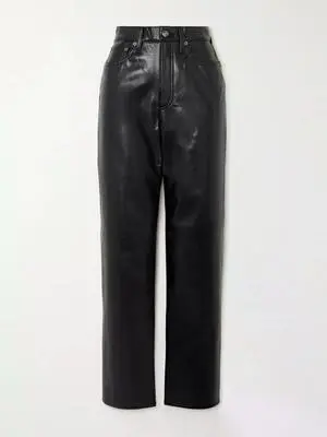 AGOLDE 90s Pinch Waist Long Recycled Leather-blend Straight-leg Pants