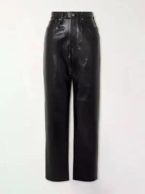 AGOLDE 90s Pinch Waist Long Recycled Leather-blend Straight-leg Pants