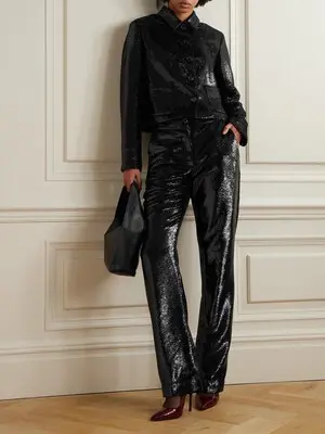 Veronica De Piante Mick Sequined Straight-leg Pants - Black