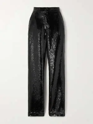 Veronica De Piante Mick Sequined Straight-leg Pants - Black