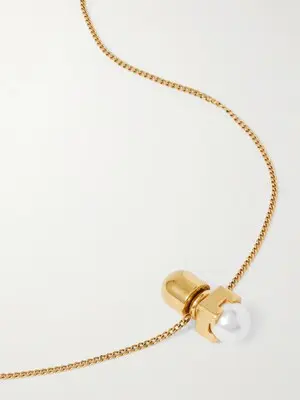 TOTEME Gold-tone Necklace With Faux Pearl - White
