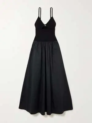 st agni ribbed knit and poplin maxi dress St. Cutout Ribbed-Knit Cotton-Poplin In Black - 30% Off Beach