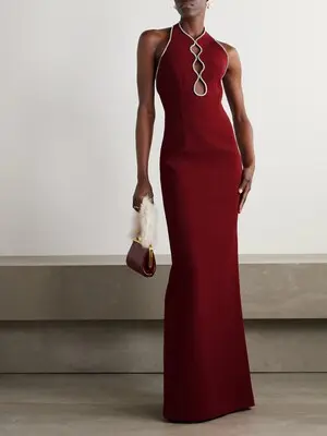 Rebecca Vallance Akari Crystal-embellished Gown - Burgundy