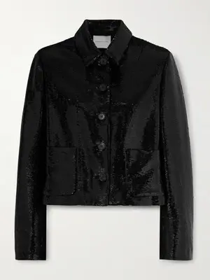 Veronica De Piante Ines Cropped Sequined Jacket - Black