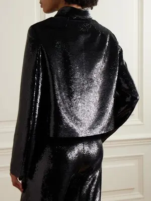 Veronica De Piante Ines Cropped Sequined Jacket - Black