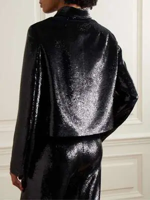 Veronica De Piante Ines Cropped Sequined Jacket - Black