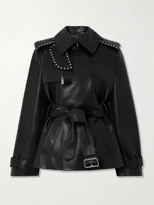 Burberry Studded Belted Leather Jacket