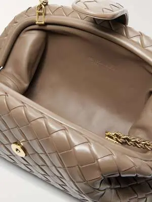 Bottega Veneta Lauren 1980 Small Intrecciato Leather Clutch - Brown