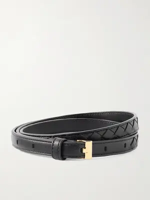 Bottega Veneta Intrecciato Leather Belt - Black