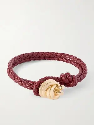 Bottega Veneta Intrecciato Leather Bracelet - Red