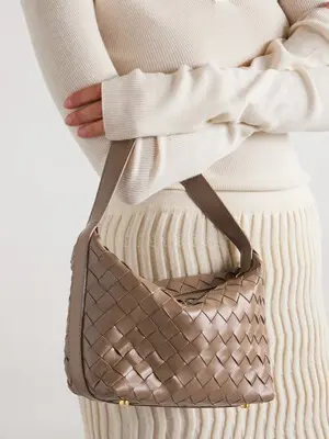 Bottega Veneta Wallace Mini Intrecciato Leather Shoulder Bag - Brown