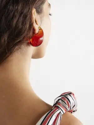 Bottega Veneta Gold-plated Silver And Resin Drop Earrings - Red