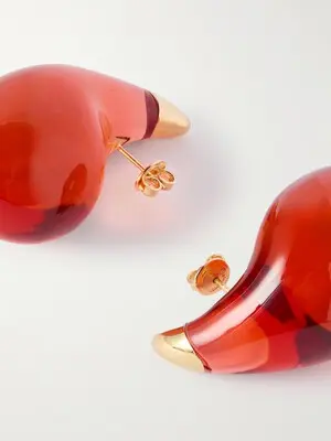 Bottega Veneta Gold-plated Silver And Resin Drop Earrings - Red