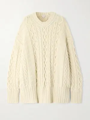 Bottega Veneta Oversized Cable-knit Wool Sweater - Neutrals