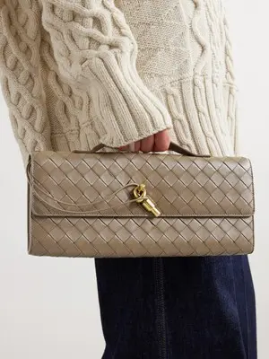 Bottega Veneta Andiamo Long Intrecciato Leather Clutch - Brown