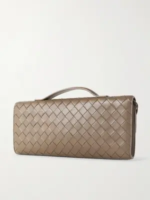 Bottega Veneta Andiamo Long Intrecciato Leather Clutch - Brown