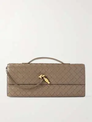 Bottega Veneta Andiamo Long Intrecciato Leather Clutch - Brown