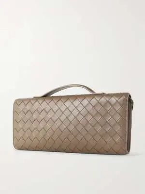 Bottega Veneta Andiamo Long Intrecciato Leather Clutch - Brown