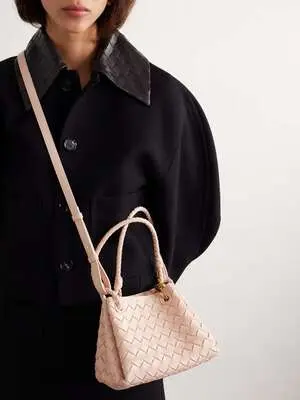 Bottega Veneta Parachute Small Intrecciato Leather Shoulder Bag - Pink