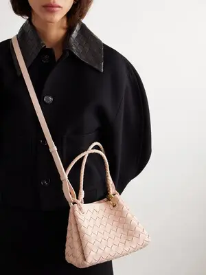 Bottega Veneta Parachute Small Intrecciato Leather Shoulder Bag - Pink
