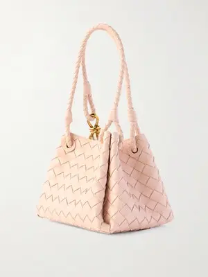 Bottega Veneta Parachute Small Intrecciato Leather Shoulder Bag - Pink