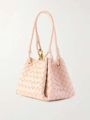 Bottega Veneta Parachute Small Intrecciato Leather Shoulder Bag - Pink